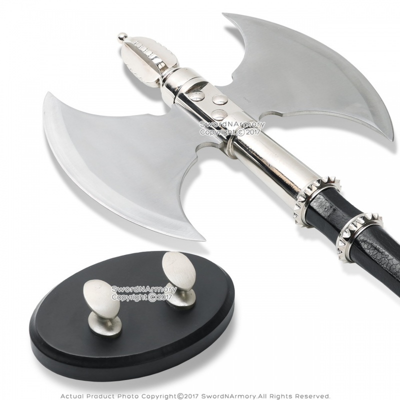 21.5" Long Double Edge Medieval Axe With Wire Wrapped Handle And ...