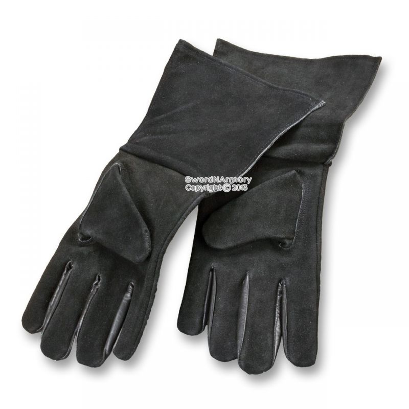 Large Size Medieval Genuine Suede Leather Gloves For Gauntlets Larp Costume