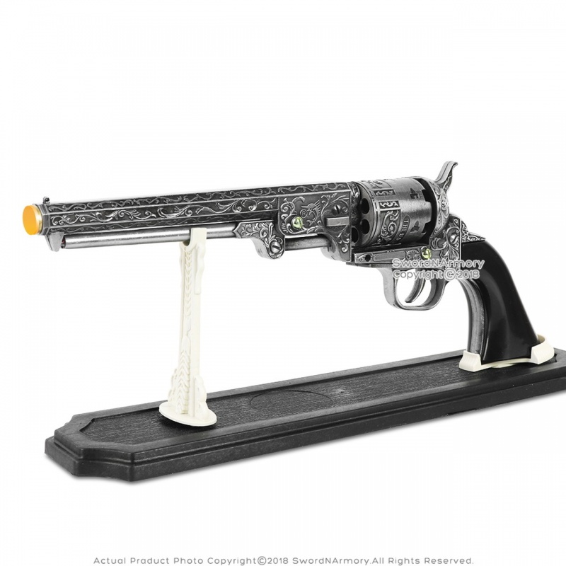 Western Cowboy Black Powder Outlaw Revolver Pistol Replica Gun W/ Stand