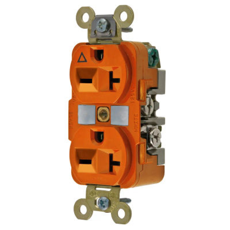 Hubbell Ig5462 Ac Receptacle Nema 6-15/20 Female Orange Duplex Isolated ...