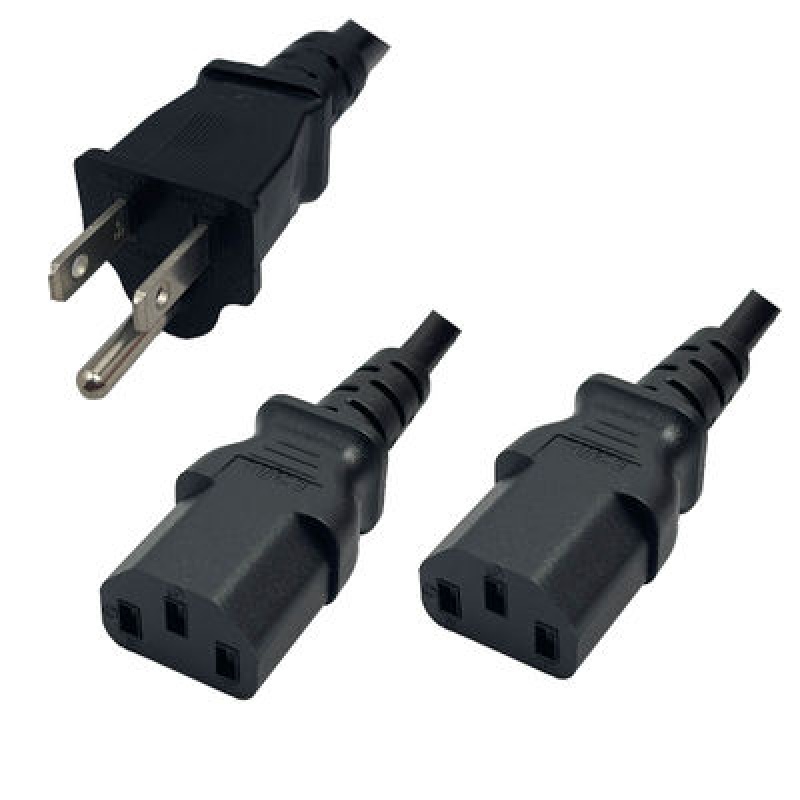 Buy 10 Feet Nema 5-15 Male Plug to 2 Way IEC320 C13 Connectors Splitter ...