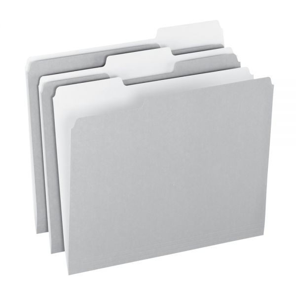 2 Tone File Folders 1 3 Cut Letter Size Gray Box Of 100