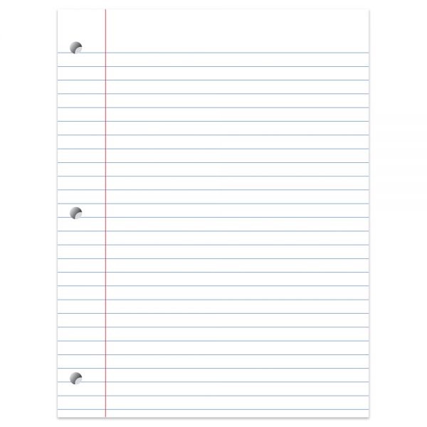 Notebook Filler Paper Wide Ruled 8 X 10 1 2 3 Hole Punched White 