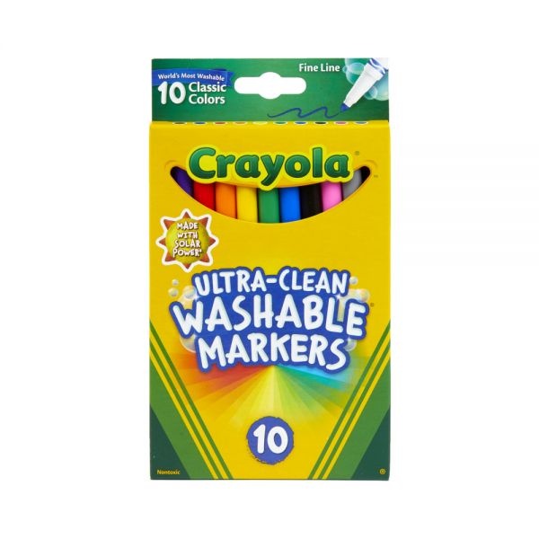 Crayola Ultra Clean Washable Markers Fine Tip Assorted Classic Colors crayola-ultra-clean-washable-markers-fine-tip-assorted-classic-colors