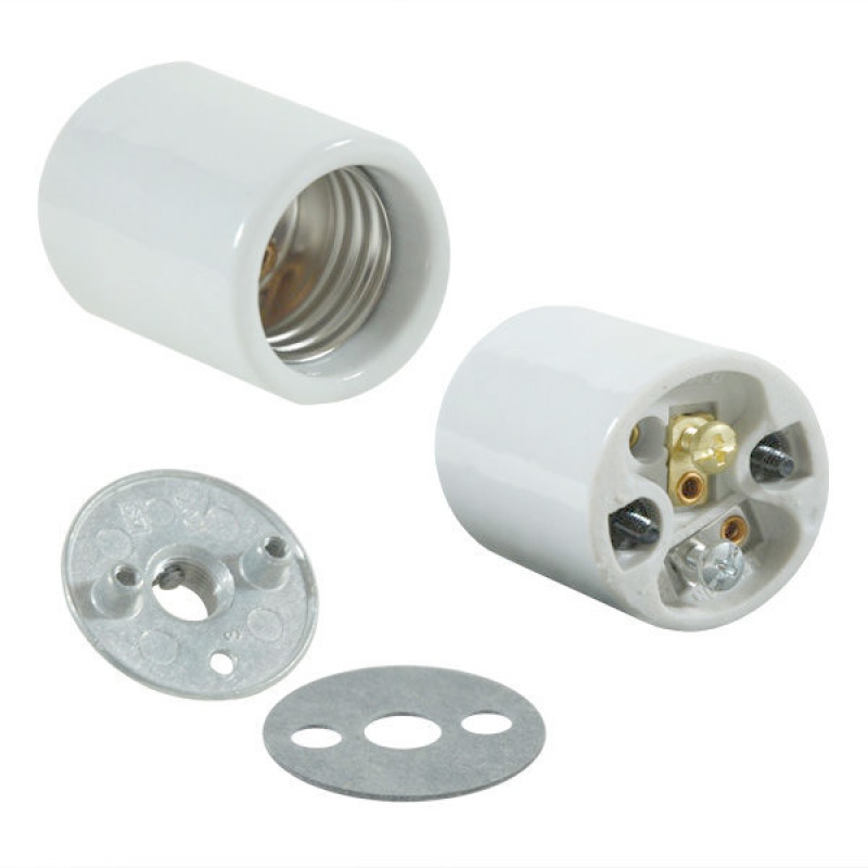 Medium Base Socket - Keyless - White Porcelain