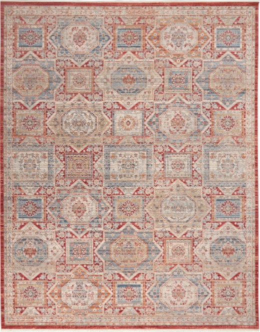 Homestead Blue / Brick Hms02 Polyester Vintage Area Rug - 8 Ft X 10 Ft ...
