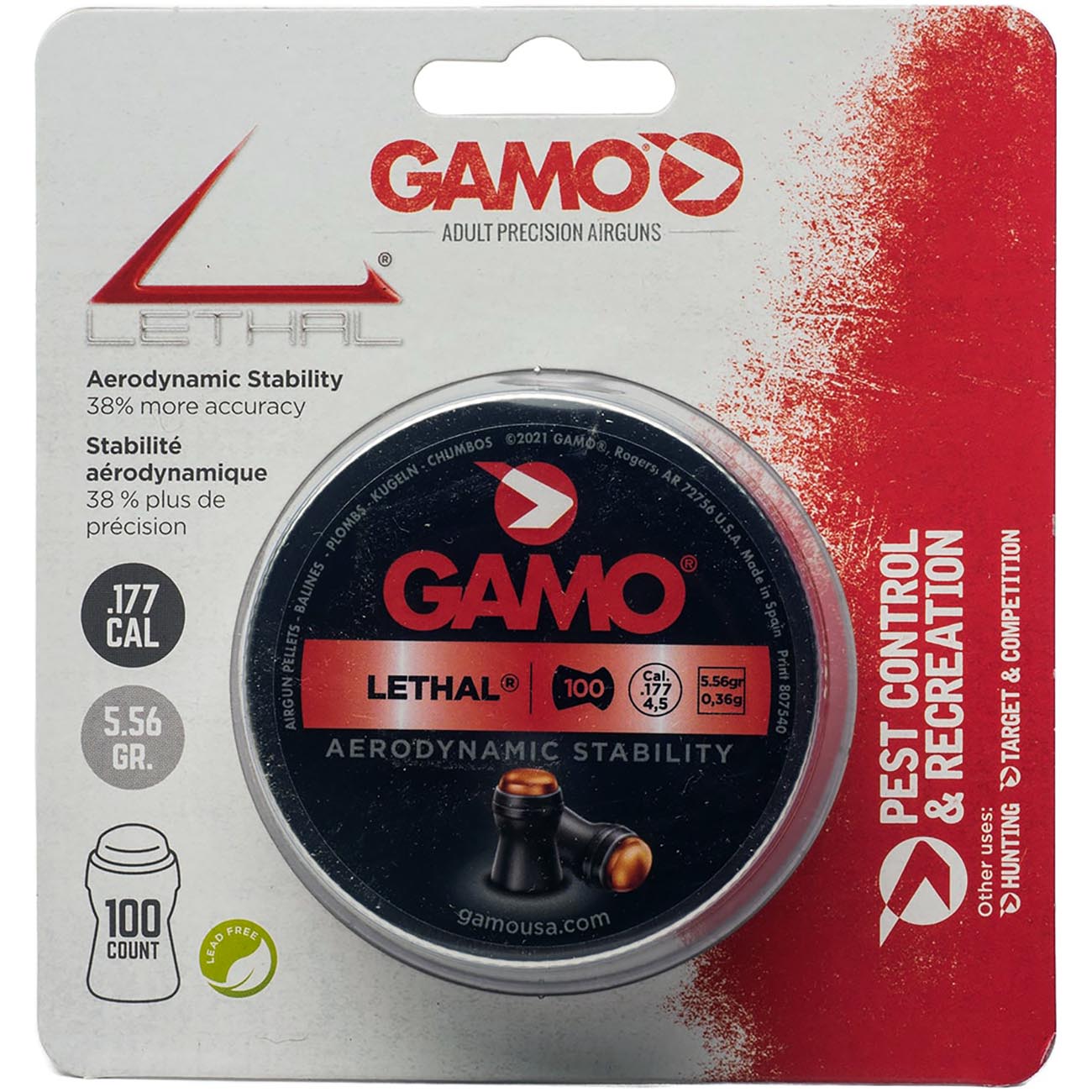 Gamo .177Cal “Lethal” Steel Domed Pellets – 5.56 Grain (100 Count)
